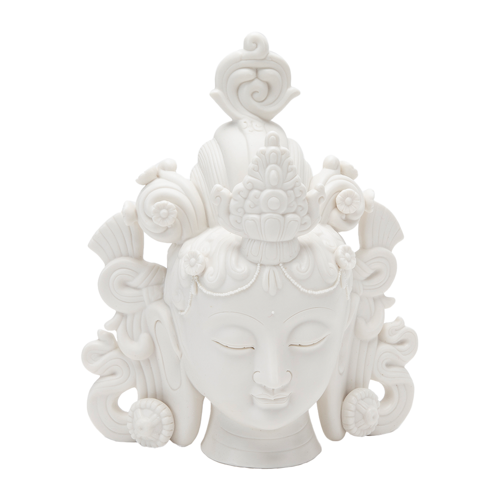 Porcelain Tara Head Statue - White Tara | DharmaCrafts