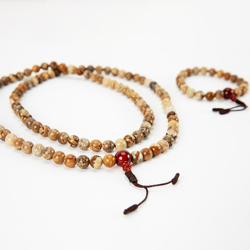 Carnelian & Jasper Mala Beads Set - Fights Negativity | DharmaCrafts