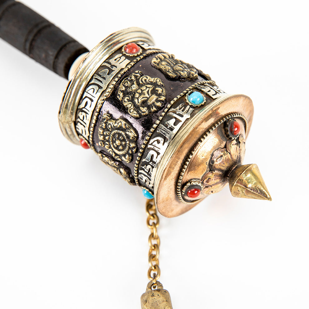 Handheld Prayer Wheel with 8 Auspicious Symbols | DharmaCrafts