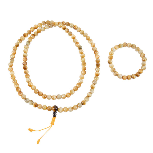 Genuine Yellow Tiger's Eye Mala Set - Prayer Beads | DharmaCrafts