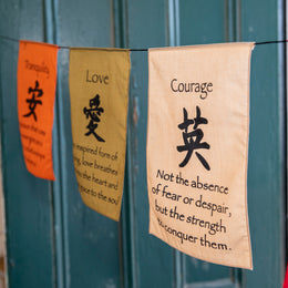 Large Prayer Flag in Soft Colors. Positive Affirmations – DharmaCrafts