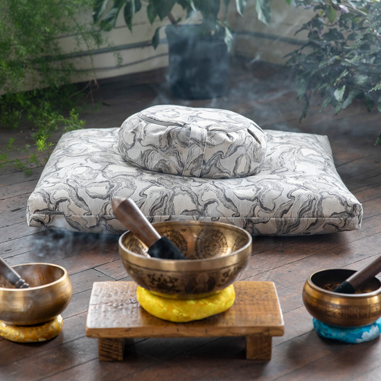 Organic Cotton Fill Marbled Zafu Zabuton Set Meditation Cushions ...