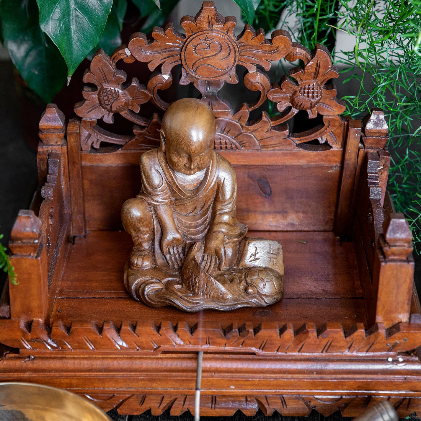 Wooden 'May All Beings Be Free' Statue - DharmaCrafts