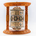 Prayer Wheel with Natural Wood Frame. Mantra of Compassion – DharmaCrafts